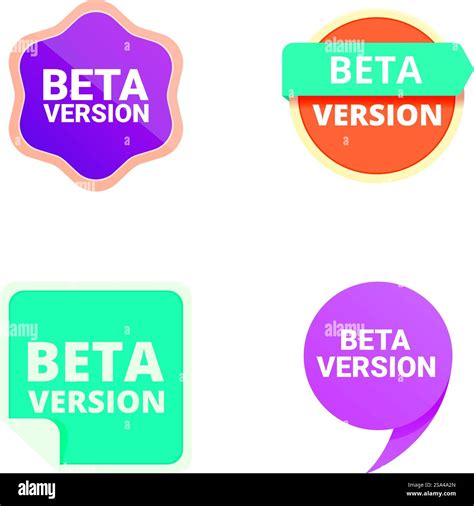 Four Colorful Beta Version Badges In Various Shapes For Software Development Marketing Set Of