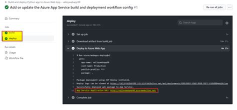 python workflow instructions not followed when deploying azure web
