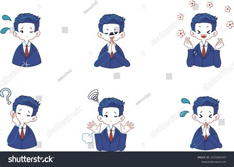 Set Illustrations Various Facial Expressions People Stock Vector