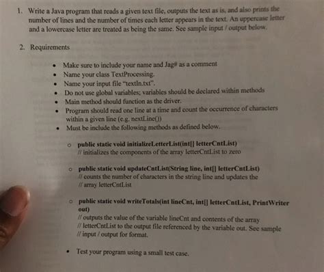 Solved 1 Write A Java Program That Reads A Given Text File
