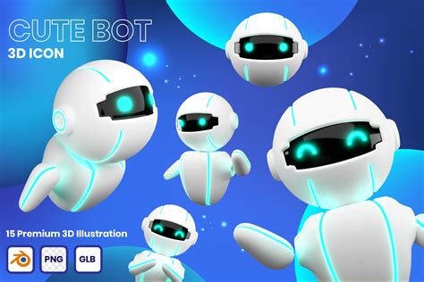 Cute Bot 3d Illustration Pack 15 Free Download Science And Technology