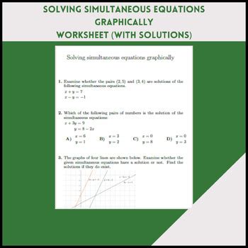 Solving Simultaneous Equations Graphically Worksheet With Solutions
