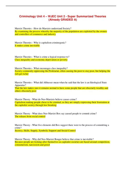 Criminology Unit 4 Wjec Unit 2 Super Summarized Theories Already