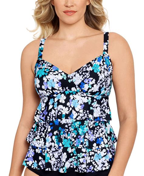 Swim Solutions Dancing Queen Triple Tier Tankini Top Created For Macys