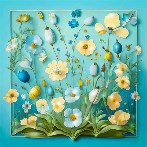 Illustration Of A Pastoral Bouquet Of Meadow Grasses In Pastel Colors