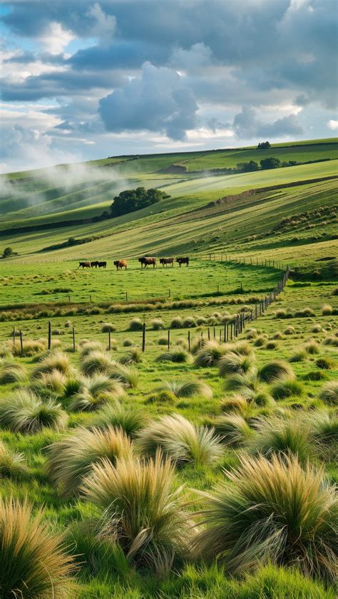 Free Green Rolling Pastures Image Pasture Grassland Cattle