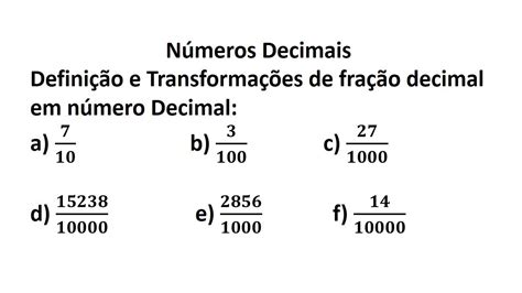 Transformar Número Decimal Em Fração Exercícios 5 Ano Revoeduca