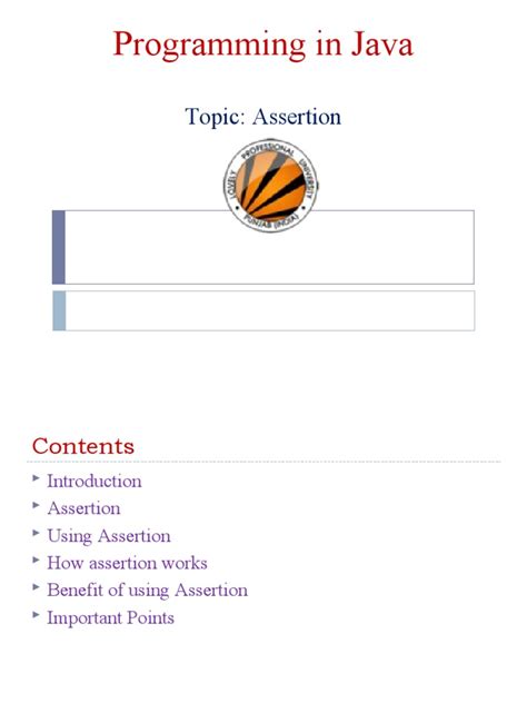 Validating Program Logic And Assumptions Using Assertions In Java Pdf