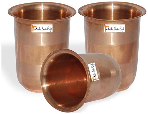 Buy Set Of 3 Prisha India Craft Drinking Copper Glass Tumbler