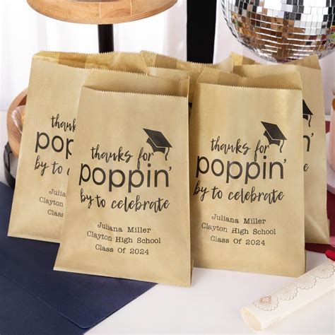 Custom Graduation Popcorn Bags Set Of 20pcs Graduation Favor Bags