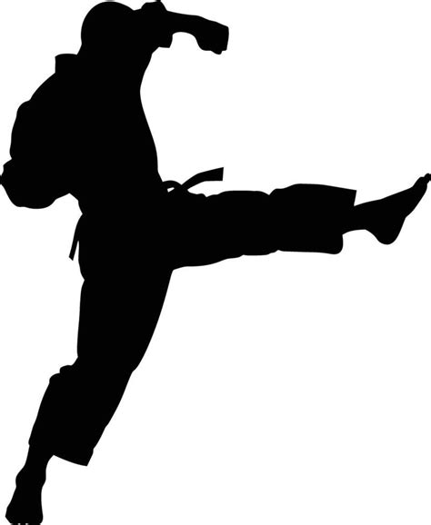 Ai Generated Silhouette Tae Kwon Do Or Karate Kick Full Body Black