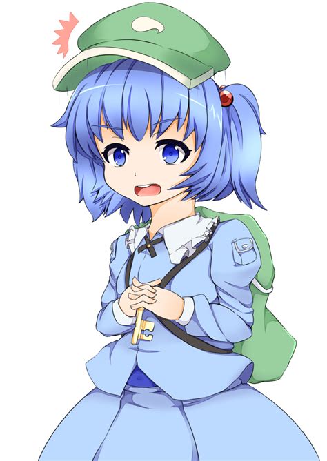 Safebooru Backpack Bag Blue Eyes Blue Hair Blush Hair Bobbles Hair