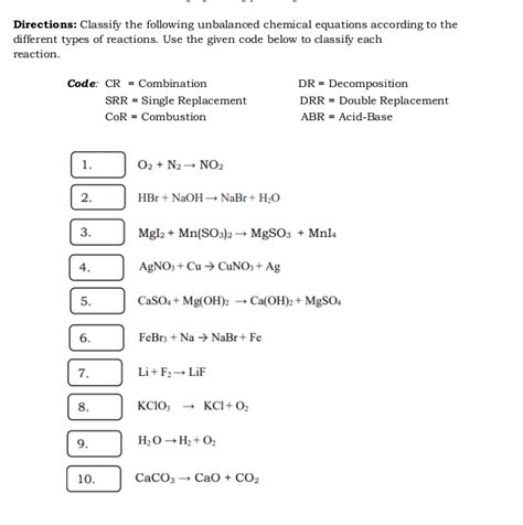 Directions Classify The Following Unbalanced StudyX