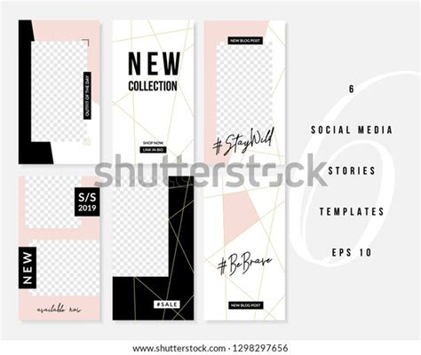 Set Six Editable Vertical Templates Social Stock Vector Royalty Free