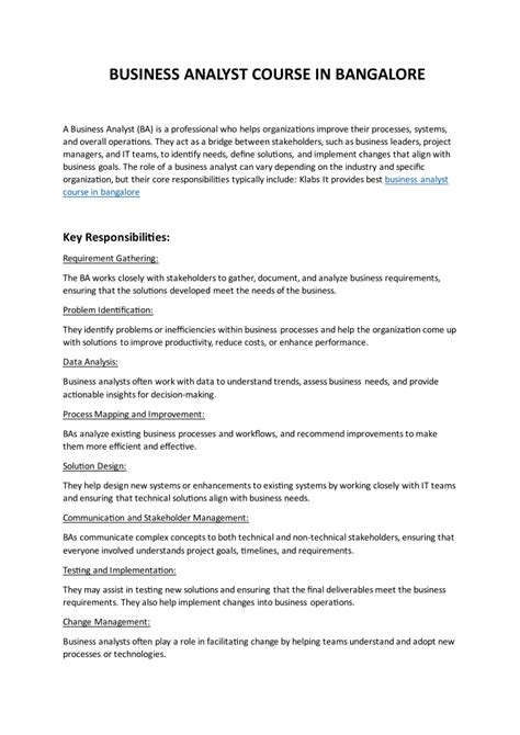 Ppt Business Analyst Course In Bangalore Powerpoint Presentation Free Download Id13865237