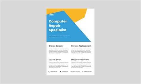Computer Repair Service Flyer Design Local Computer Repair Shop Poster
