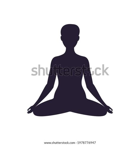 Girl Sitting Lotus Position Black Outline Stock Vector Royalty Free