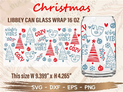 16oz Christmas Libbey Can Glass Wrap Svg Graphic By Mayano · Creative Fabrica