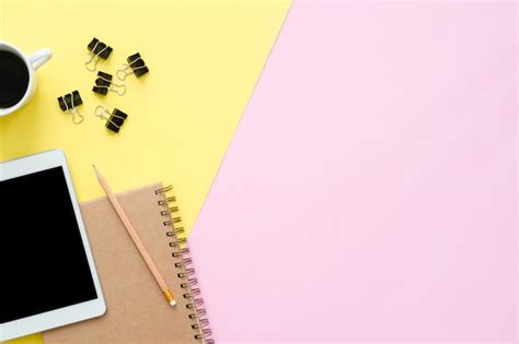 Premium Photo Office Desk Working Space Flat Lay Top View Photo Of Working Space With Blank