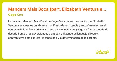 Significado De La Canción Mandem Mais Boca Part Elizabeth Ventura E