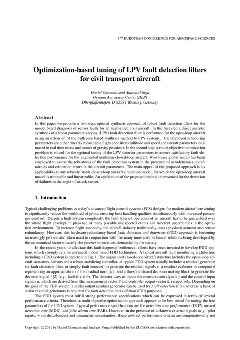 PDF Optimization Based Tuning Of LPV Fault Detection Filters For Civil Transport Aircraft
