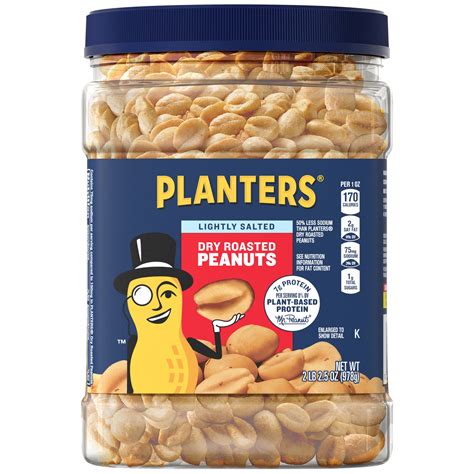 Planters Lightly Salted Crunchy Savory Dry Roasted Peanuts Healthy