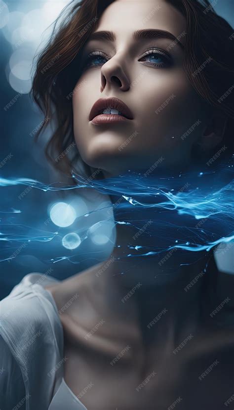Premium Ai Image Girl Abstract Art Bleeding Blue Blue Theme Visually