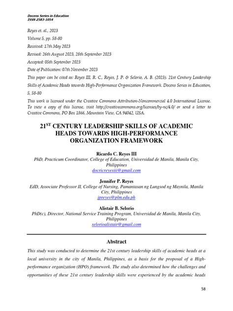 21st Century Leadership Skills Of Academic Heads Towards High