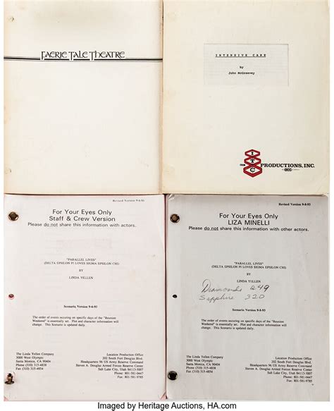Liza Minnelli 7 Scripts For Parallel Lives Intensive Care Sex Lot
