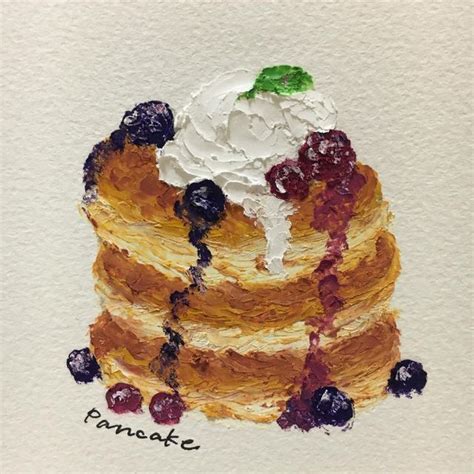 June On Instagram Pancake 오일파스텔 오일파스텔드로잉 드로잉 카페 팬케이크 케이크