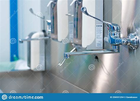 Sterile Steel Washbasin In Modern Surgery Room Stock Photo Image Of Bathroom Steel