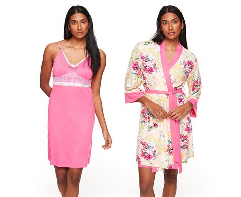 Nanette Lepore Womens 2 Piece Nightie And Gown Sleepwear Set Soft Pink