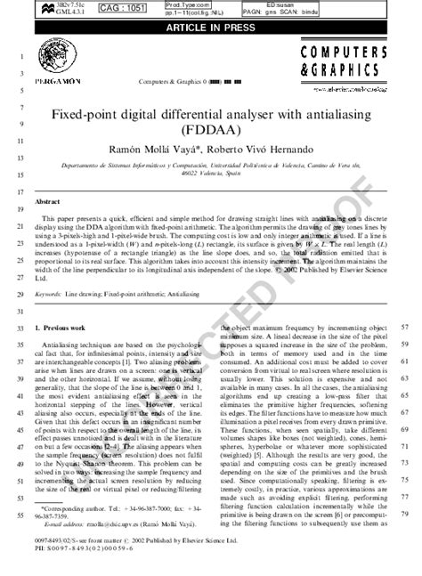 fixed point digital differential analyser with antialiasing fddaa