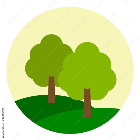 Colorful Vector Landscape Illustration Isolated On White Background