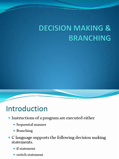 4 Decision Making And Branching In C Program Pdf