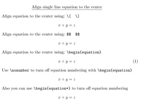 Align Equation To The Center In Latex Codespeedy
