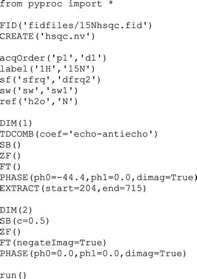 Example Of An Nmrfx Processing Script This Script Is Used To Process A