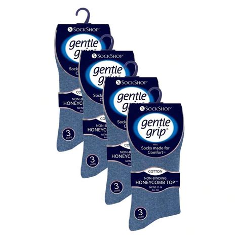 Gentle Grip 12 Pairs Mens Gentle Grip Loose Top Socks Extra Wide Non
