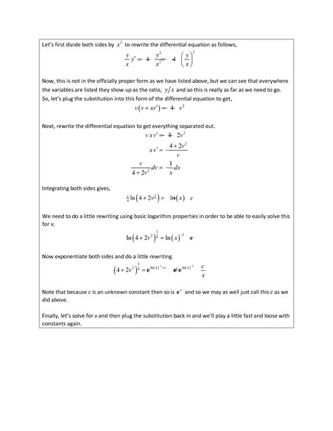 Solution Diff Equations Substitutions Notes And Solved Examples
