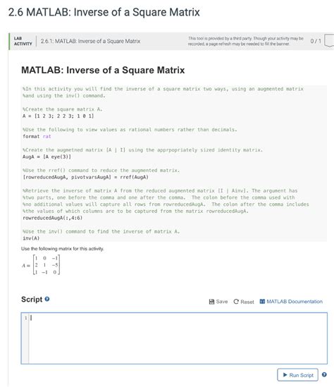 Solved Lab Activity Matlab Matrix Operations This Chegg