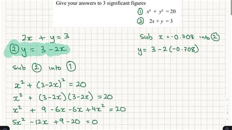 Non Linear Simultaneous Equations Part 2 Youtube