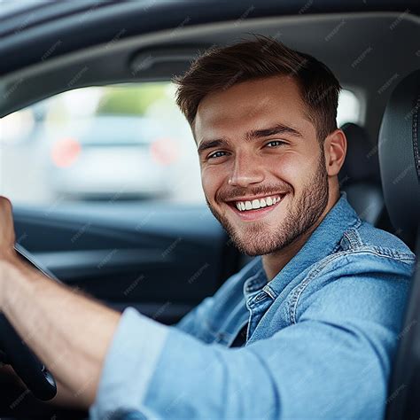 Attractive Male Driver Using The Gps Navigation Map On The Car