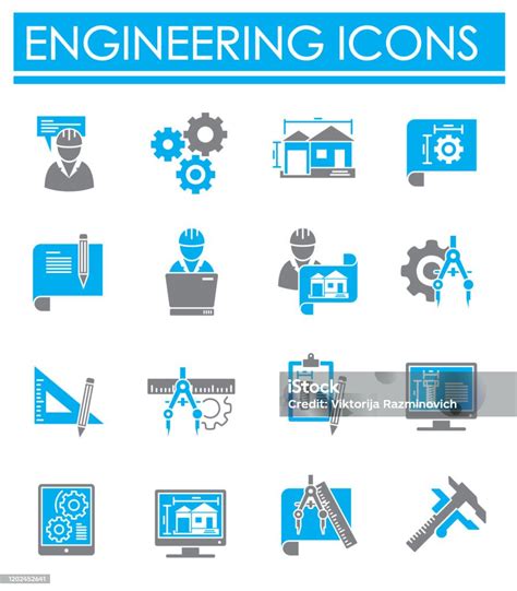 그래픽 및 웹 디자인의 배경에 설정된 엔지니어링 관련 아이콘입니다 웹 또는 모바일 앱에 대한 창조적 인 일러스트 개념 기호입니다 건설 기계류에 대한 스톡 벡터 아트 및 기타