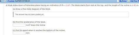 solved a block slides down a frictionless plane having an