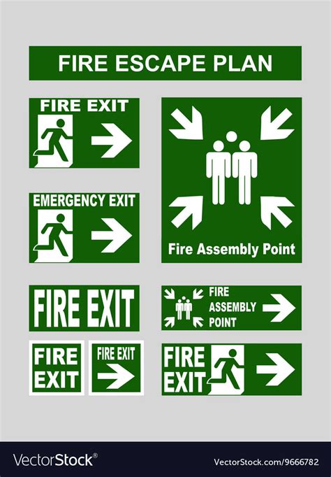 Set Of Emergency Exit Banners Fire Exit Emergency Vector Image