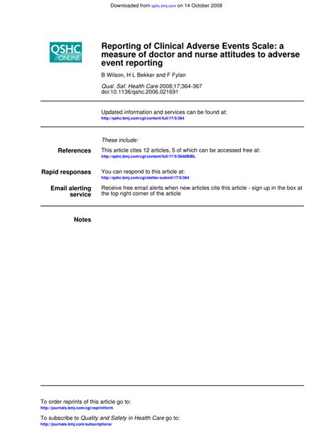 Pdf Reporting Of Clinical Adverse Events Scale A Measure Of Doctor