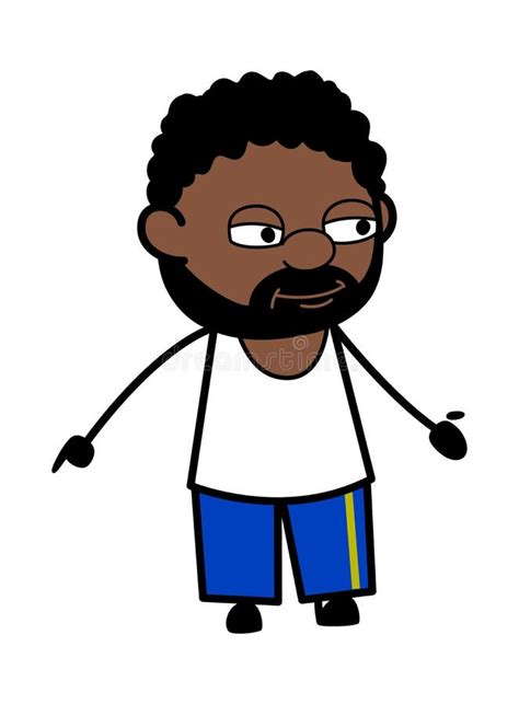 African American Man Expressionless Face Cartoon Stock Illustration