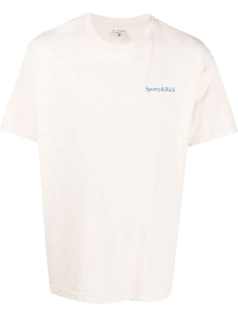 Sporty And Rich Health Is Wealth Logo Print T Shirt Farfetch