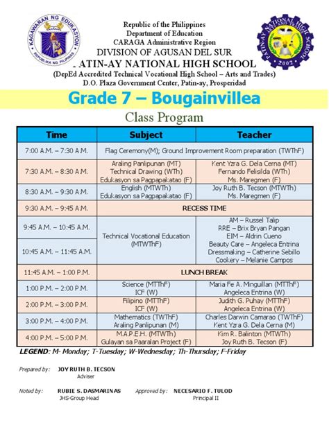 Class Program Pdf