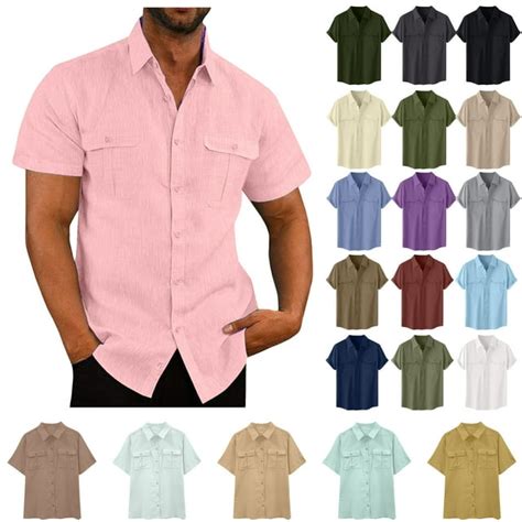 Ddapj Pyju Flash Sale Mens Cotton Linen Casual Button Down Shirts